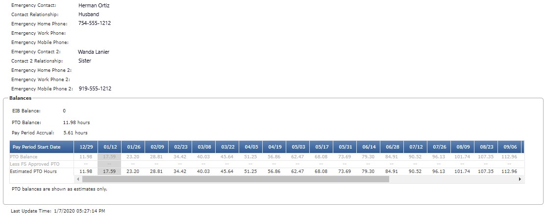 Viewing the Employee Page: General and HR Tab
