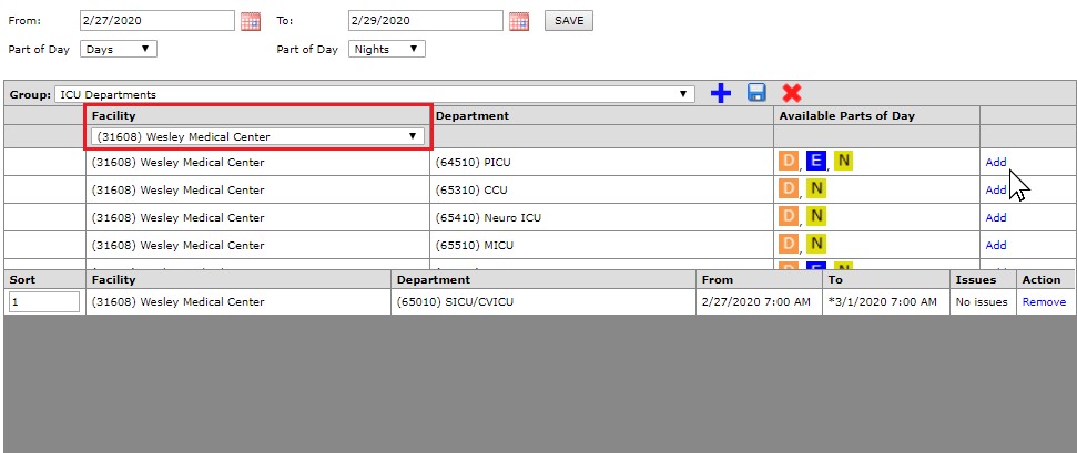 Creating Daily Roster Department Groups