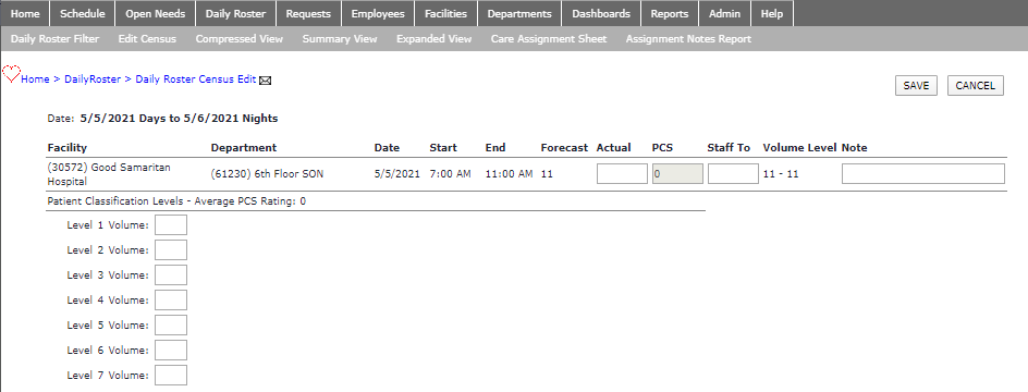 Edit Census with PCS