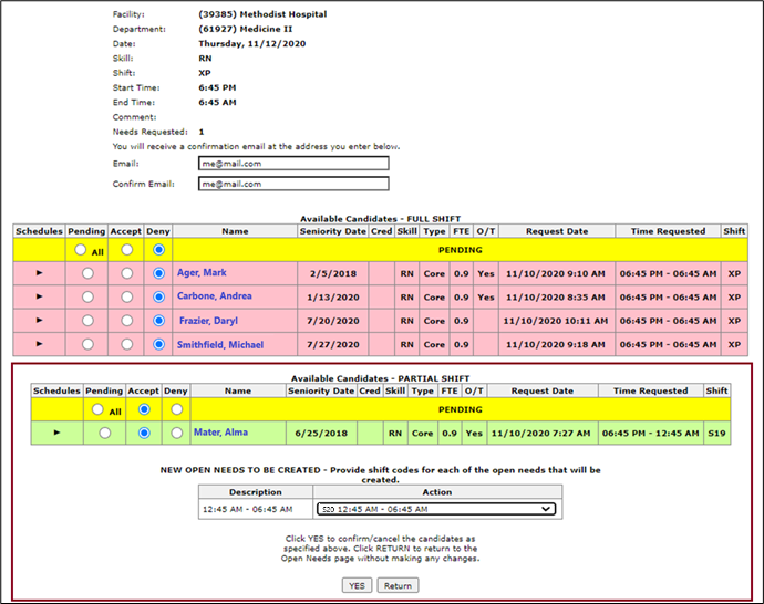 Accept or Deny an Open Need Request